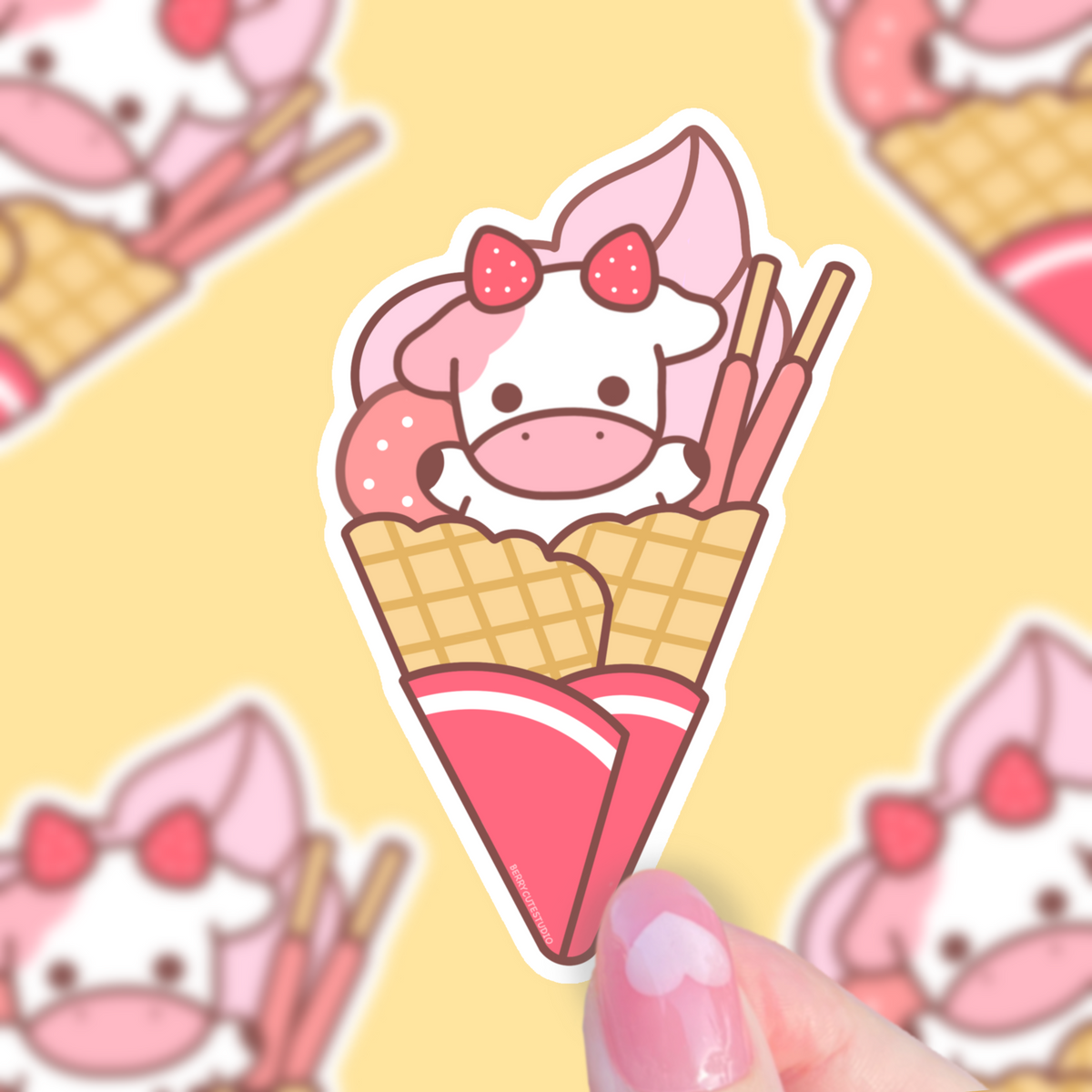 Crepe Cow Sticker – Berrycutestudio