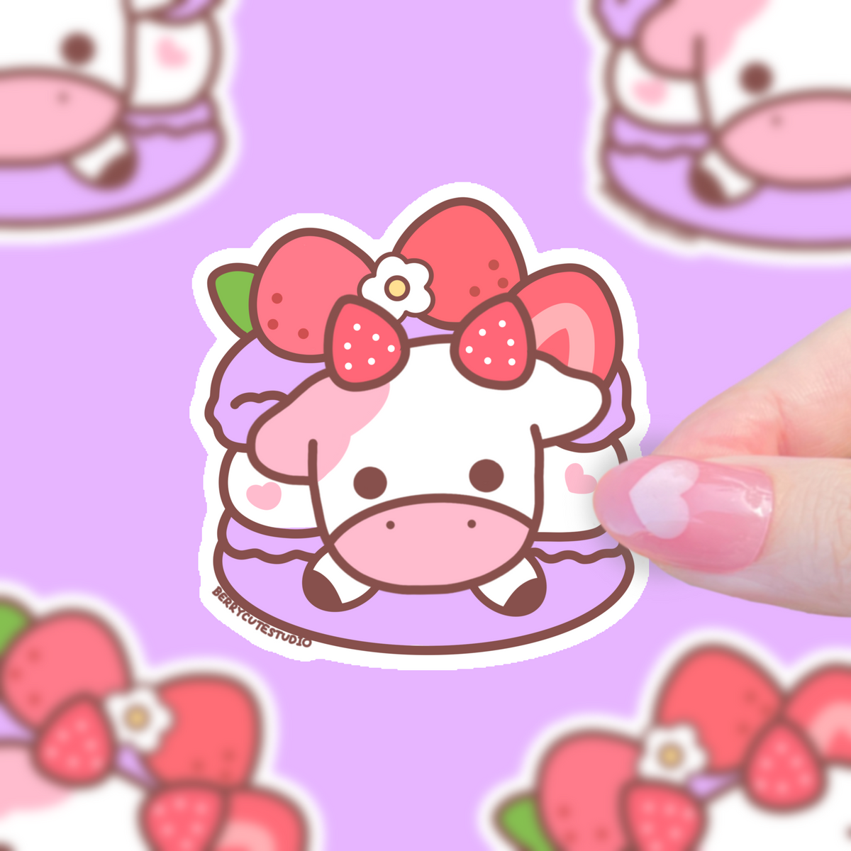 Macaron Cow Sticker – Berrycutestudio