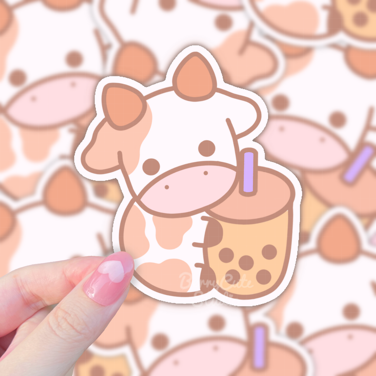 Boba Cow Sticker – Berrycutestudio