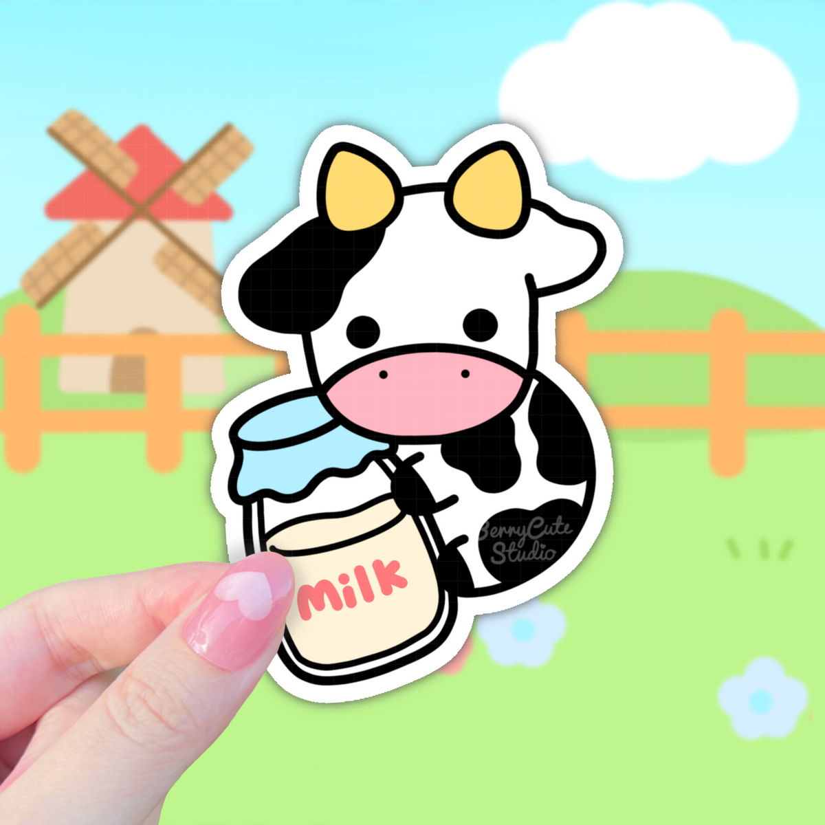 Moo Moo Cow Sticker – Berrycutestudio